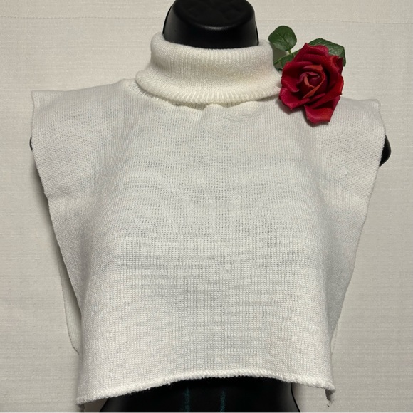 Sweaters | Vtg Unisex Acrylic Fold Over Turtleneck Dickie Cream Sweater ...